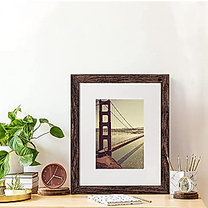 BAIJIALI 8x10 Picture Frame Rustic Brown Wood Pattern with HD Plexiglass,Display Photos 5x7 with Mat or 8x10 Without Mat, Horizontal and Vertical Formats for Wall and Table Mounting,4 Packs