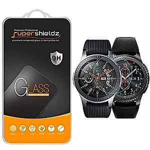 (2 Pack) Supershieldz Designed for Samsung Galaxy Watch (46mm) and Gear S3 Frontier Tempered Glass Screen Protector, Anti Scratch, Bubble Free