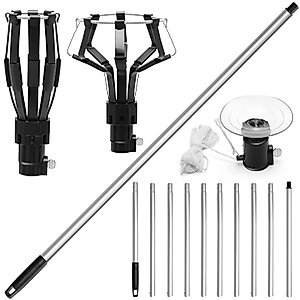 Solaradgy 12FT Light Bulb Changer for High Ceilings, Light Bulb Changer with 2PCS Baskets and Suction Cup Light Bulb Pole Changer High Reach Light Bulb Changing Pole for Household Camping