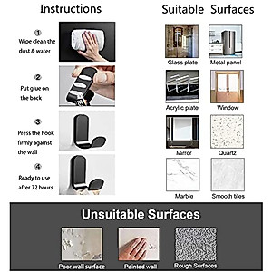 Bathroom Towel Hooks,Coat Hooks Wall Mounted,Over Door Hooks Without Drilling,Aluminum Robe Hooks-Black .（5 Pack）