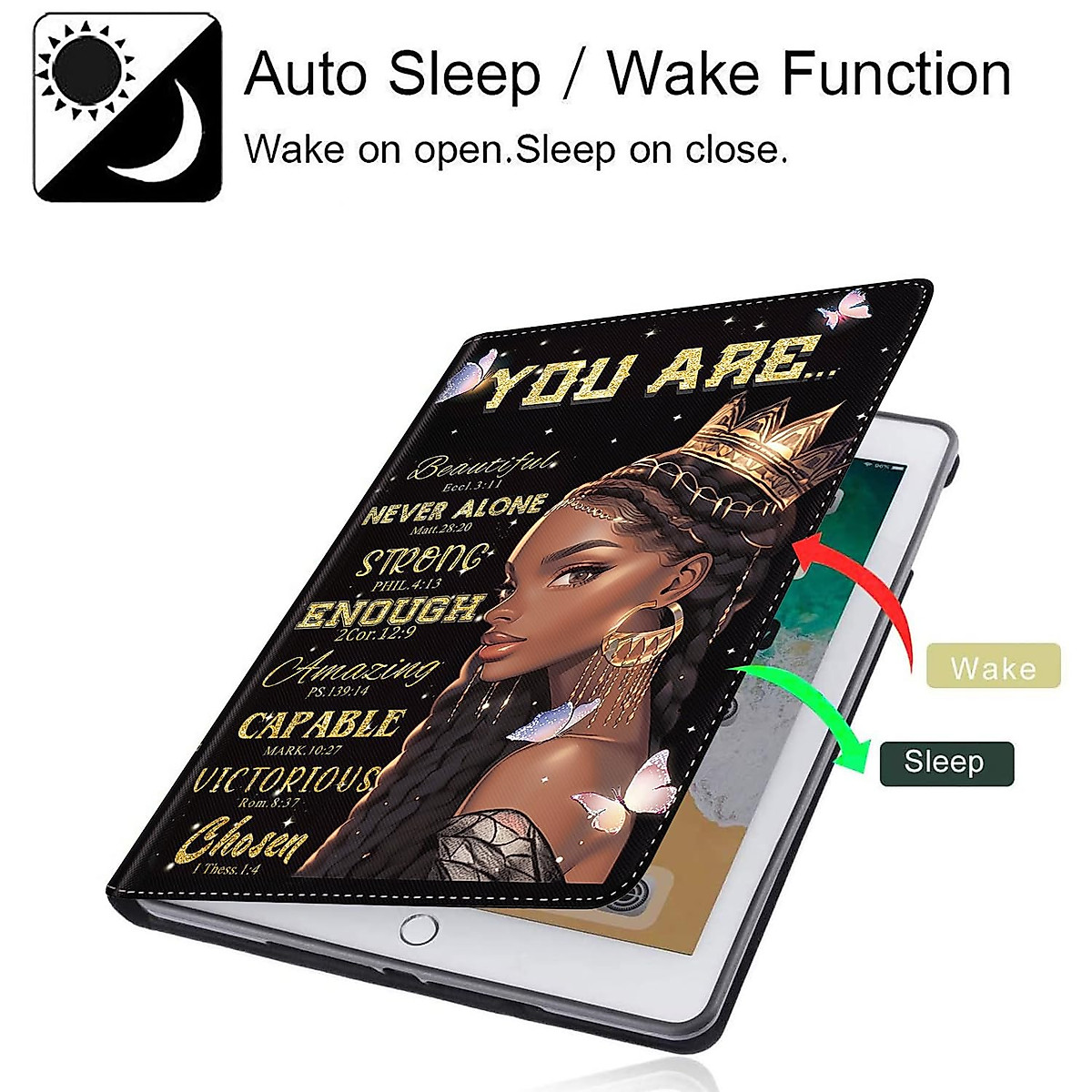 Case for Samsung Galaxy Tab S8 2022/Tab S7 2020 11 Inch (Model SM-X700/X706/T870/T875/T878), Smart Stand Back Cover Auto Wake/Sleep for Galaxy Tab S8 / S7，Inspirational Quotes Black Girl Queen