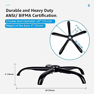 Mastery Mart Office Chair Base Replacement, 28 Inch Heavy Duty(2500 Lbs) Metal Leg, Reinforced to Repair Swivel Gaming Chair Bottom Part with Universal Caster and Gas Cylinder Size (Matte Black)