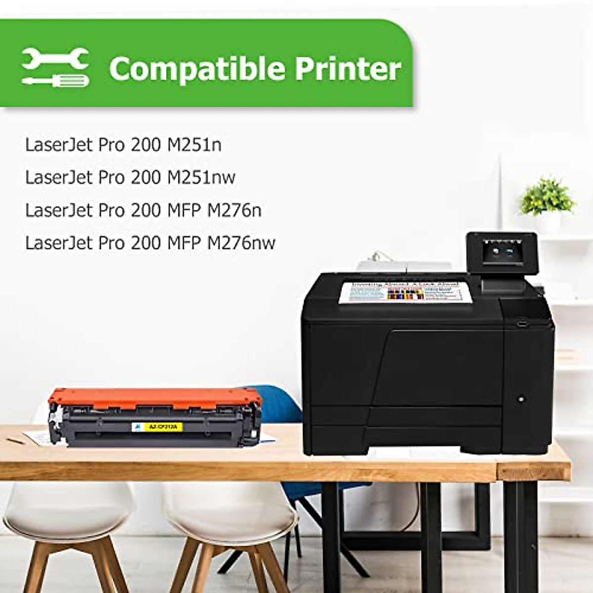 Aztech Compatible Toner Cartridge Replacement for HP 131X 131A CF212A for HP Pro 200 Color M251nw M251n MFP M276nw M276n Printer Ink (Yellow, 1-Pack)