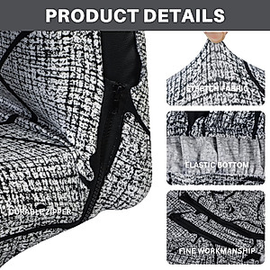 SearchI Office Chair Cover with Durable Zipper, Printed Washable Stretchable Desk Chair Cover, High Back Computer Chair Cover, Office Chair Seat Slipcover (Grey Pattern, Medium)