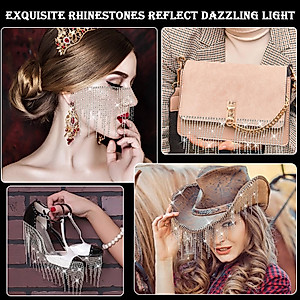 Tetutor Rhinestone Fringe with B7000 Glue Multipurpose Adhesive, 1 Yard Sparkle Rhinestone Trim Rhinestone Fringe Belt Rhinestone Fringe Trim, Sliver Diamond Fringe Rhinestone