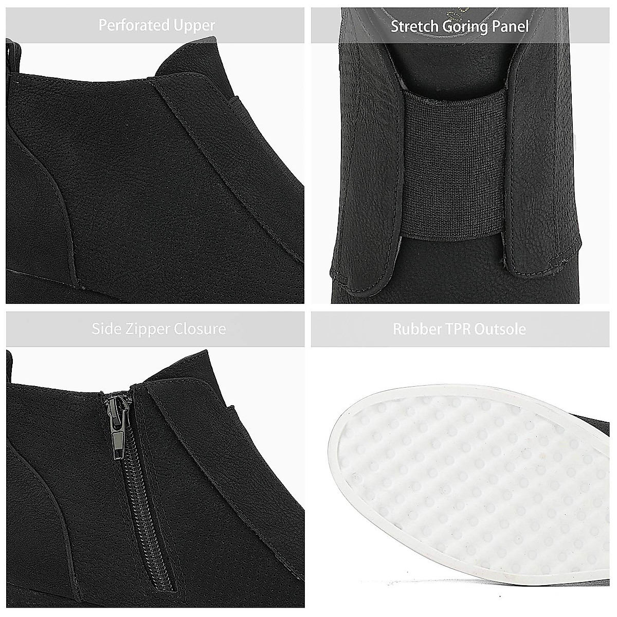 DREAM PAIRS Womens Platform Wedge Sneakers Ankle Booties Black Size 7 M Us Wedge-Snkr-1