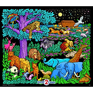 Noah's Night Sky - Large Fuzzy Coloring Poster - Velvet Design Great for Kids and Adults - Arrives Uncolored - Perfect for Arts & Crafts, After School, Family Time & More