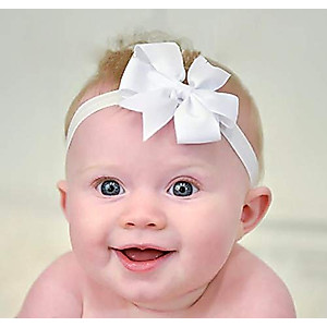 jollybows 40pcs Baby Girls Grosgrain Ribbon Hair Bows Headbands 3" Hair Band Hair Accessories for Infants Newborn Toddler