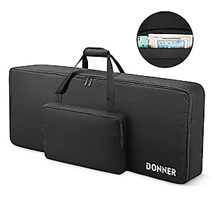 Donner 61 Key Keyboard Case, Portable Electric Piano Keyboard Gig Bag, Waterproof Durable 600D Nylon Oxford Cloth, 10mm Cotton Padded, 41"x 16"x 5", Black