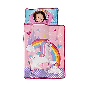 Funhouse Unicorn Kids Nap-Mat Set – Includes Pillow and Fleece Blanket – Great for Girls Napping during Daycare or Preschool - Fits Toddlers, Pink