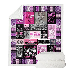 Nurse Gifts RN Gifts for Nurses Throw Blanket, Nurse Gifts for Women,School Nurse Gifts,Soft Fluffy Sherpa Warm Throw Blankets for Bed, Office and Couch