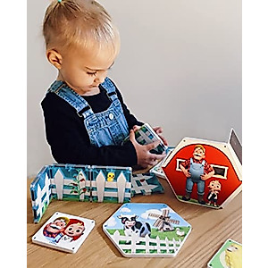 CreateOn CoComelon® Farmyard Songs Magnetic Tile Set, Magnetic Kids Building Toys, Educational Stem Toys for Ages 3+, 19 Pieces