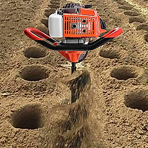 72CC Auger Post Hole Digger, 3KW 2 Stroke Post Hole Auger Gas Powered with 3 Auger Drill Bits(4" & 8" & 12") + 3 Extension Rods for Farm Garden Plant