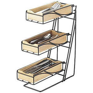 Cal-Mil 1235-60 Black Frame Bamboo Flatware/Condiment Display