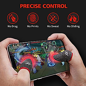sinrella Gaming Finger Sleeve for Mobile Game Controller (6 Pack) Thumb Sleeve for PUBG Anti-Sweat Breathable Seamless (Black Red)