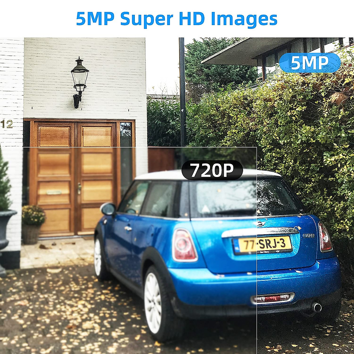 JouSecu Wired Security Camera System 4pcs 5MP Wired HD Outdoor POE IP Cameras, 3K 8CH NVR with 1TB HDD, True Plug & Play Home CCTV for Night Vision 24/7 Recording