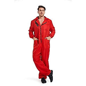 Lukyamzn Halloween Red Money Jumpsuit Cosplay Party Tracksuit Outfits Props Role Play Red Classic Costume from TV Series