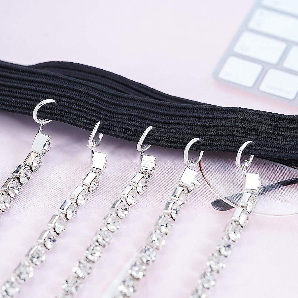 Reetan Boho Crystal Leg Chains Rhinestone Body Chain Rave Party Thigh Chain Body Jewelry Accessories for Women and Girls（B-Silver）