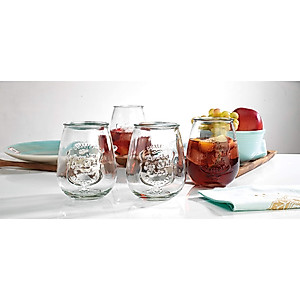 Home Essentials 5878 Retroware Stemless in Red and Blue Box, Set of 4, 21 Ounce