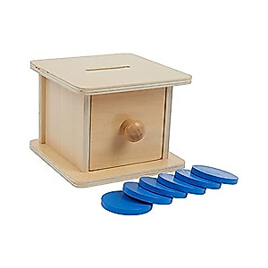 Adena Montessori Infant Toddlers Coin Box Montessori Toys for 6-12 Months Babies 1 Year 2 Year Old (Typical Coin Box)