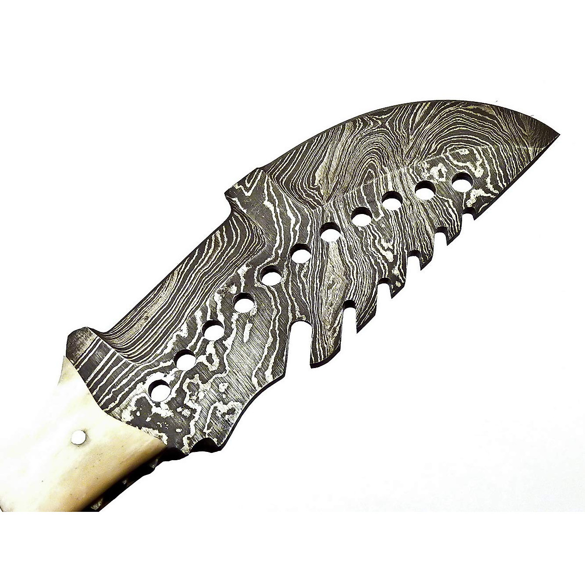 Skokie Knives Custom Hand Made Damascus Steel Hunting Tracker Knife Handle Camel Bone With Brass Spacer (Tracker W)