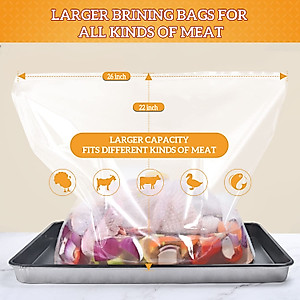 ARATHA Turkey Brining Bags, 26"×22", 2 Pack, Double Zip Lock Thicker Brine Bags with 2 Cotton Strings, Extra Large Brining Bag Fits for Turkey, Chicken, Beef, Fish, Lamb, Pork, Holds Up to 35LB