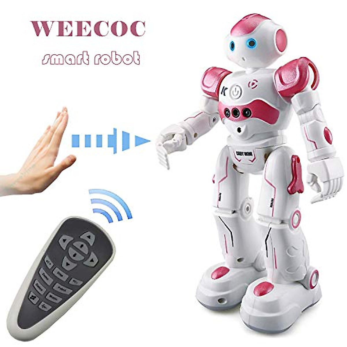 WEECOC RC Robot Toys Gesture Sensing Smart Robot Toy for Girls Can Singing Dancing Speaking Christmas Birthday Gift (Pink)