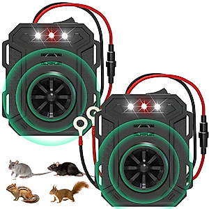 2024 Upgraded Car Mouse Repellent Under Hood Mouse Repellent for Cars with Ultrasonic Strobe Light to Scare Away Rodent Squirrel Repellent for CarEngine Truck RV Warehouse Vehicle Protection(2 Pack)