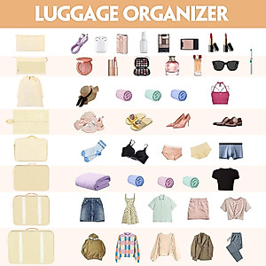 Packing Cubes for Suitcase Travel, 𝟏𝟏 𝐒𝐞𝐭 Lightweight Travel Essential Luggage Organizer Bags Set, Travel Bags Packing Cubes for Travel Accessories Cosmetics Toiletries Storage Bags