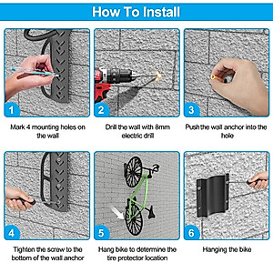 4 Pack Bike Rack for Garage with Tire Tray, Wall Mount Bike Hanger for Storage,Vertical Bike Hook for Indoor Shed,Hanging Bicycle for Apartment Holds Up to 70lbs