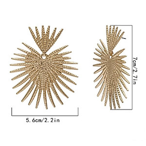 TIANHONGYAN Bohemian Heart Dangle Earrings Studs Gold Star Statement Earrings Flower Geometric Exaggerated Fan-Shaped Earrings Punk Minimalist Ear Jewelry for Women (Gold)