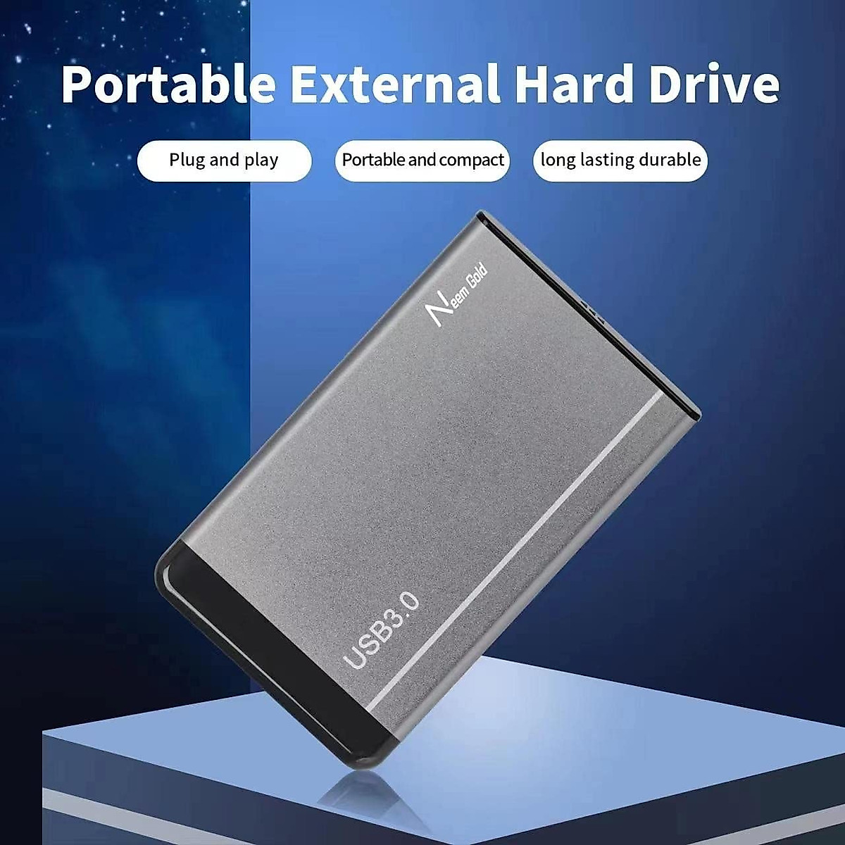U&D 500GB 2.5 Inch Portable External Hard Drive USB3.0 Mobile HDD Storage Compatible for PC, Desktop, Laptop,Mac, MacBook, Chromebook, Xbox One, Xbox 360, PS4 (500GB, Grey)