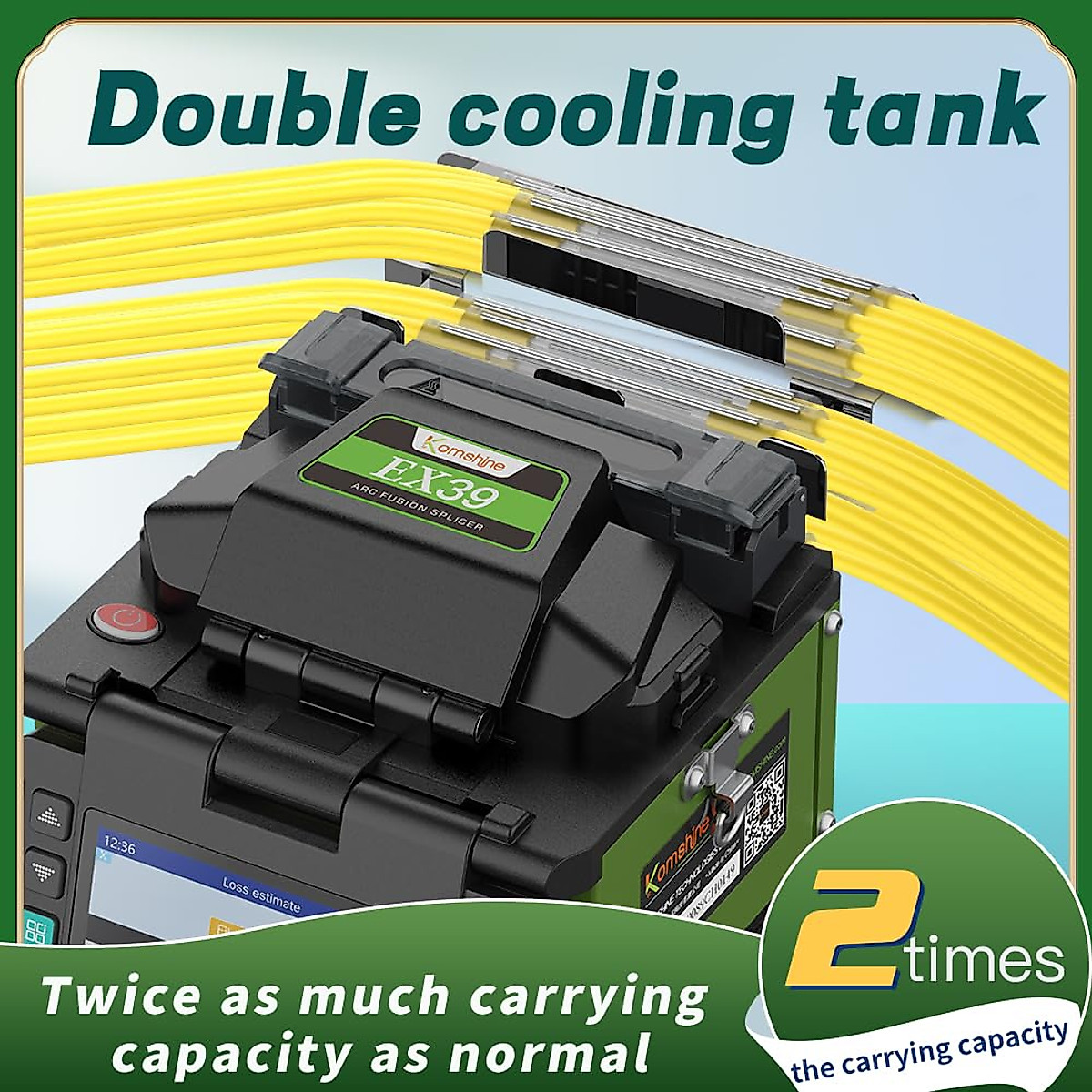 Komshine Optical Fusion Splicer EX39 FTTH Mini Fiber Fusion Splicer Machine Kit 8s Fast Splicing Fast-Heating 18s with Fiber Cleaver FC-30 Welding Machine Empalmador De Fibra óptica