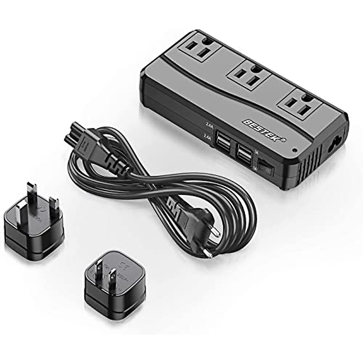 BESTEK Universal Travel Adapter 220V to 110V Voltage Power Converter with 6A 4-Port USB Charging and UK/AU/US/EU Worldwide Plug Adapter International Converter Adapter