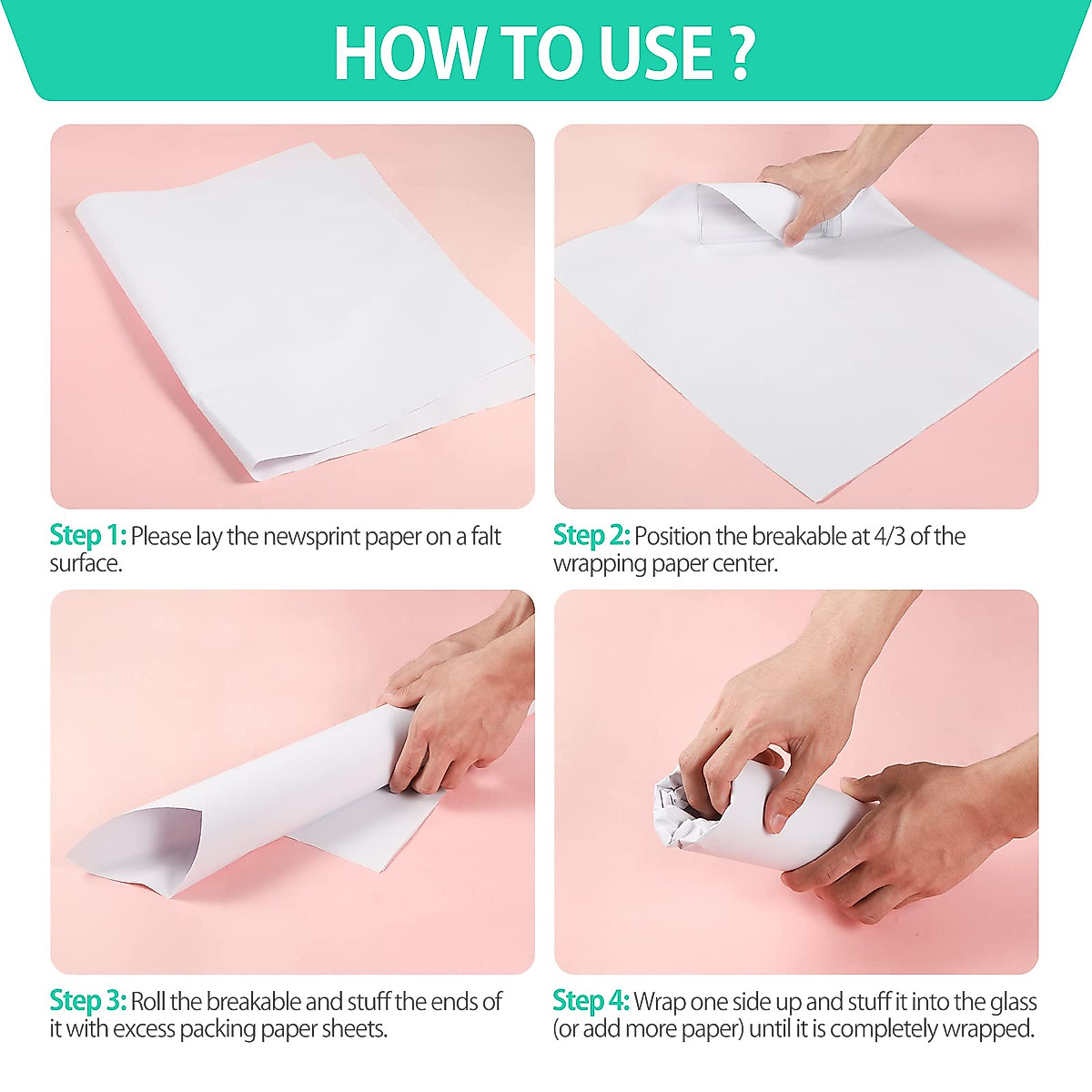 Packing Paper for Moving, 10lb, 320 Sheets of Newsprint Paper, Unprinted Clean Wrapping Paper, Moving Supplies, 17" x 27"