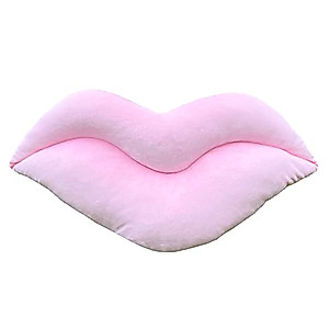 unlockgift Pink Velvet Lip Shaped Pillow Light Pink Pillows Love Cushion Funky Throw Pillow Bed Living Room Decorative Pillows (Baby Pink, 60 cm)