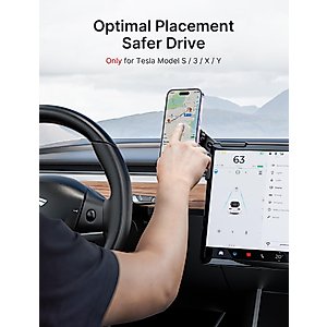 JSAUX Tesla Phone Mount, Mag-Safe Phone Holder Phone Stand 【Sturdy Base Designed】 Easy to Install, Only Compatible with Tesla New Model 3 2023/Y/S/X, iPhone 15/14/13/12 Series and Other Phone