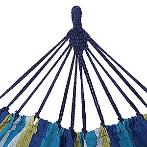 SONGMICS Double Hammock, 98.4 x 59.1 Inches, 660 lb Load Capacity, with Hanging Straps, Carabiners, Carry Bag, for Garden, Outdoor, Camping, Blue and Yellow Stripes UGDC15YU