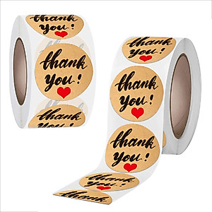 JIANYI Thank You Stickers, 1.5 Inch Thank You Stickers for Packaging, Decorative Kraft Sealing Stickers Labels for Business, Gifts, Envelope, 500 Labels Per Roll (Black)