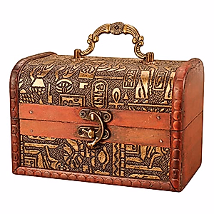 Precious Treasure Chest - Chest Box with Lock Decorative Storage Boxes Treasure Box Keepsake Box - Hinges & Latches Vintage Mini Wooden Box for Pearls Jewels Rings Kids Gifts, Type 8