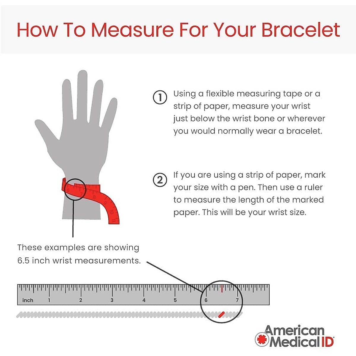 American Medical ID – Stainless Steel Classic Bracelet – Unisex Alert Bracelet (7" for 6.5" Wrist)