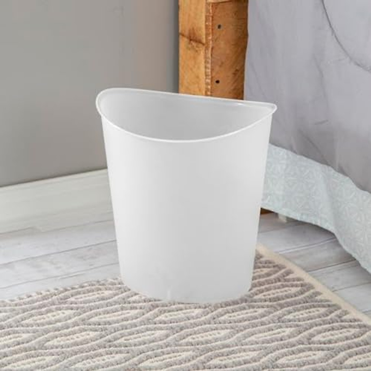JOEY'Z 3 Gallon Modern Oval Trash Can with Curved Rim - Clear, Plastic, Bathroom, Bedroom, Dorm Room, Kitchen, Office Use