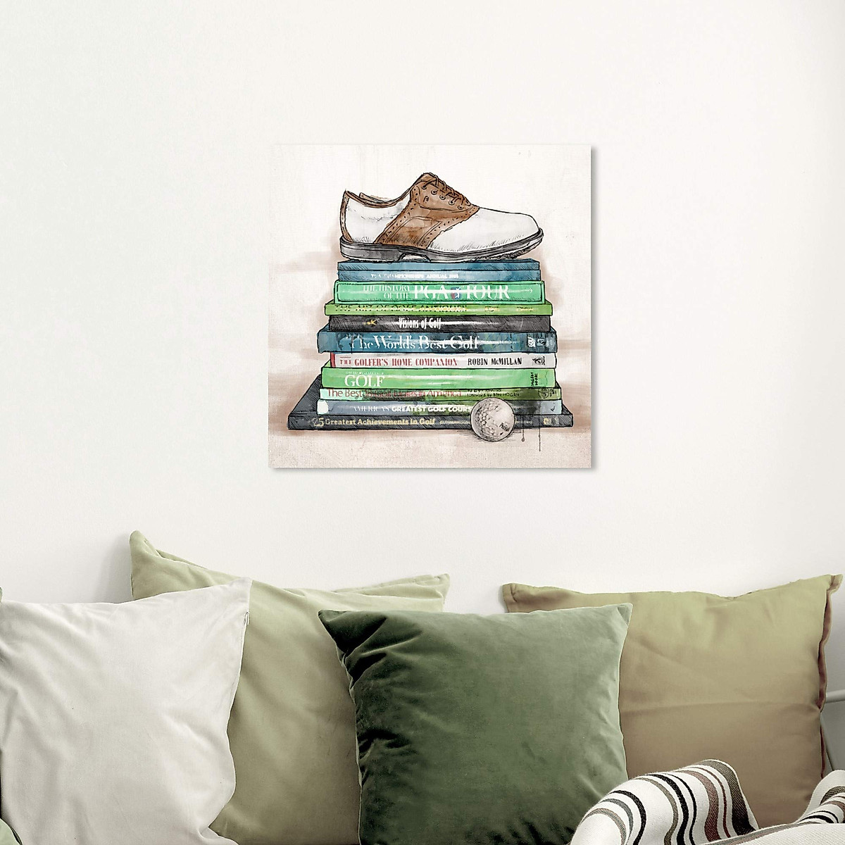 Wynwood Studio Fashion and Glam Wall Art Canvas Prints 'Golf Books' Home Décor, 20 in x 20 in, Green, Brown
