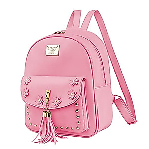 VOLGANIK ROCK Girls Cute Tassel Mini Backpack Purse kawaii Leather Small Daypack for Teens Gift Ideas School Bag