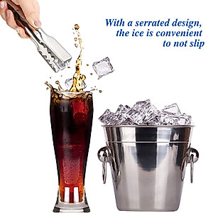 Mimorou 2 Pieces 6.2 inch Stainless Steel Ice Tongs for Ice Bucket Ice Cube Serving Tongs with Teeth for Cocktails Whiskeys Kitchen Food Serving