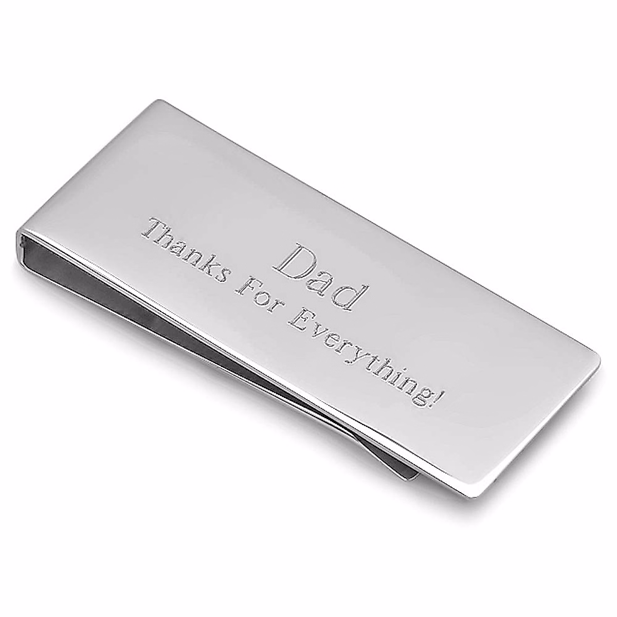 Polished Silver French Fold Money Clip with Free Custom Engraving | Custom Engraved Silver Plated Money Clip