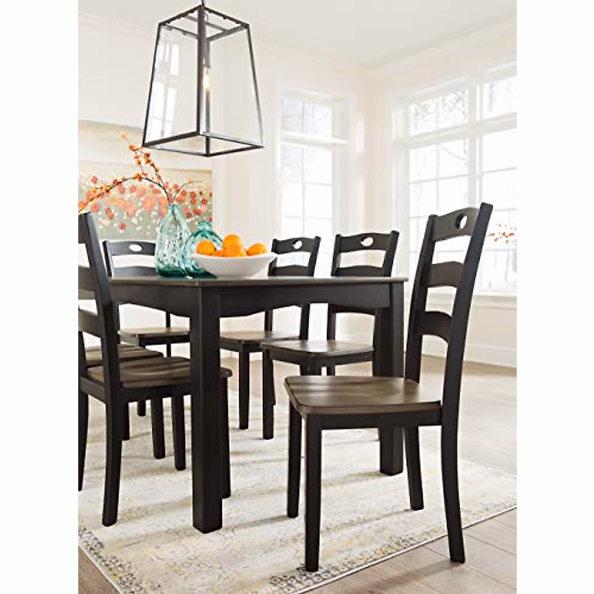 Signature Design by Ashley Froshburg Rustic 7 Piece Dining Set, Includes Table & 6 Chairs, Dark Brown