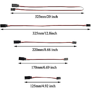 WMYCONGCONG 25 PCS 5 Sizes Male to Female 3 Pin Servo Extension Lead Wire Cable Compatible with Futaba JR Servo Extension Connection