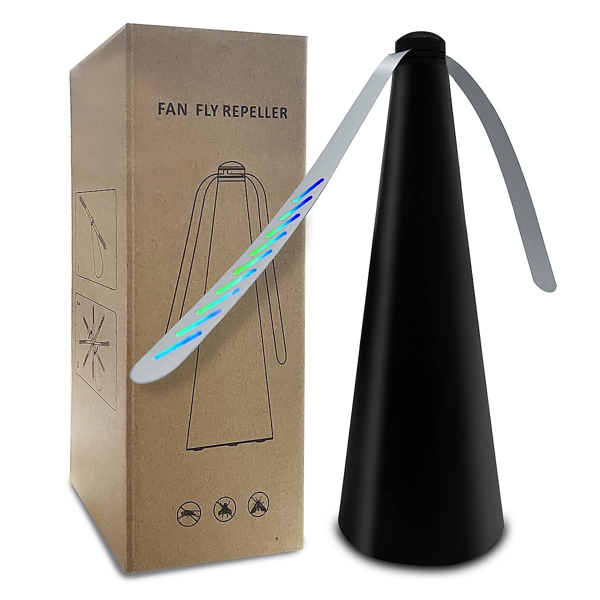 Bug Repellent Fly Deterrent Fan,Bug Repellent for Tables Indoor Outdoor Meal, Portable Table Bug Repellent Keep Flies Away from Your Food Black（1 Pack）