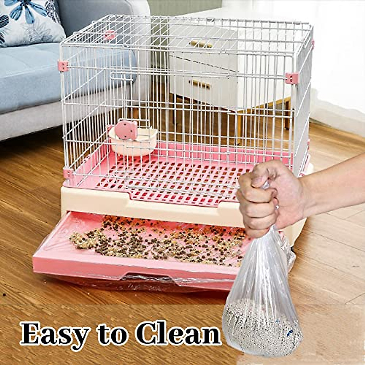BNOSDM 50 PCS Rabbit Cage Liners Disposable Guinea Pig Cage Liner Hamster Tray Liner Plastic Small Animals Bedding Waste & Litter Pan Bag Universal Toilet Film for Bunny Hedgehog Ferret Rat
